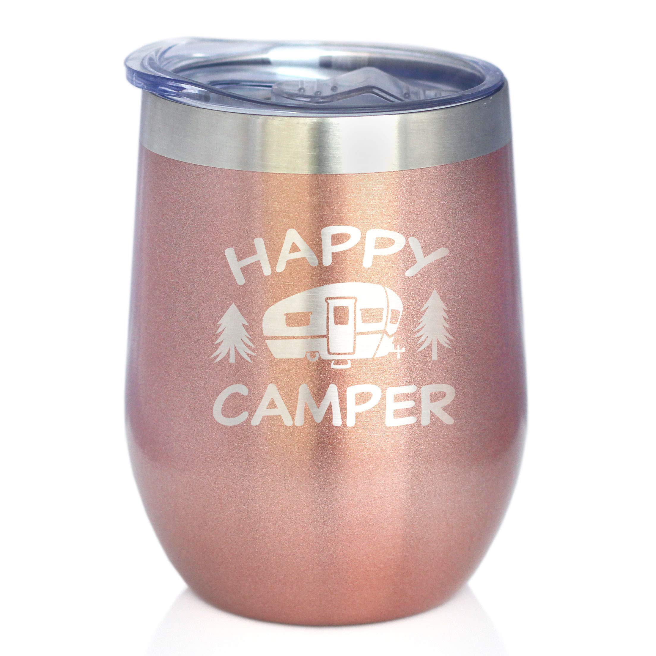 Amazon.com: Happy Camper Wine Tumbler with Sliding Lid - Stemless ...
