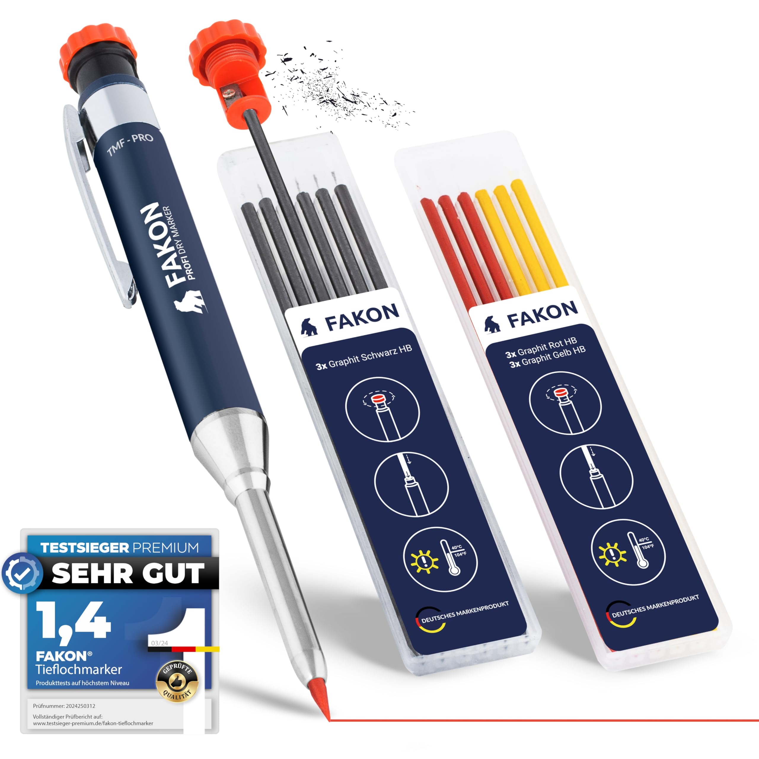 FAKON TMF PRO Tieflochmarker [inklusive 12 Ersatzminen] extrem robuster ...