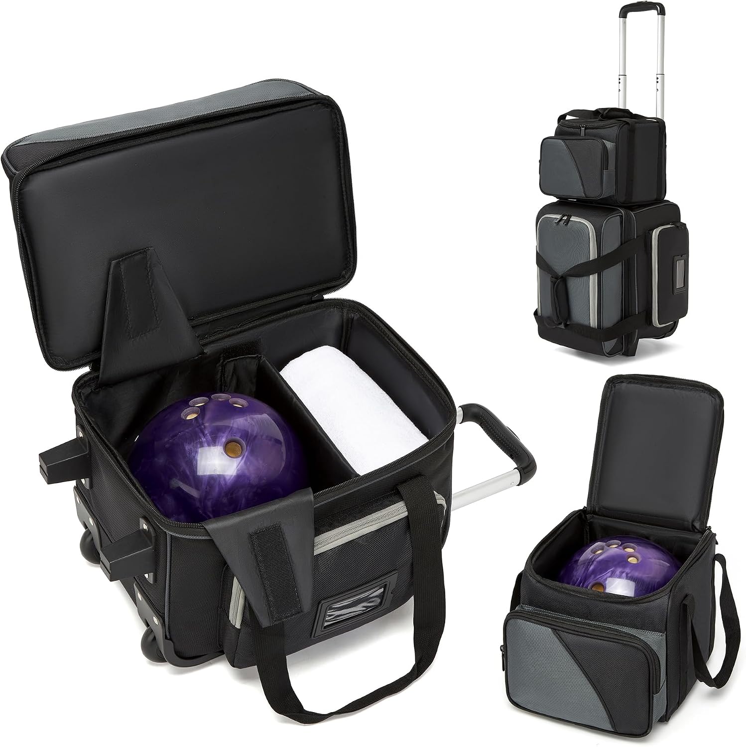 Amazon.com : JMIANeodark 2 Ball Bowling Bags with Wheels, Roller ...