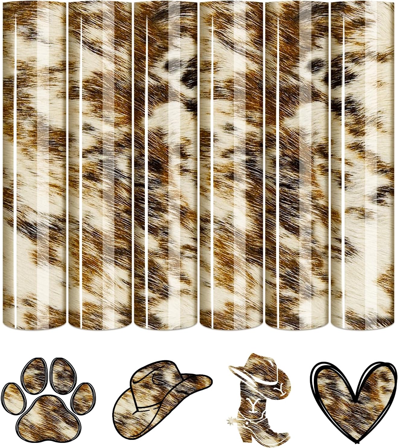 Amazon.com: Tintnut Cowhide HTV Vinyl - 6 Sheets 12" x 10" Light Brown ...