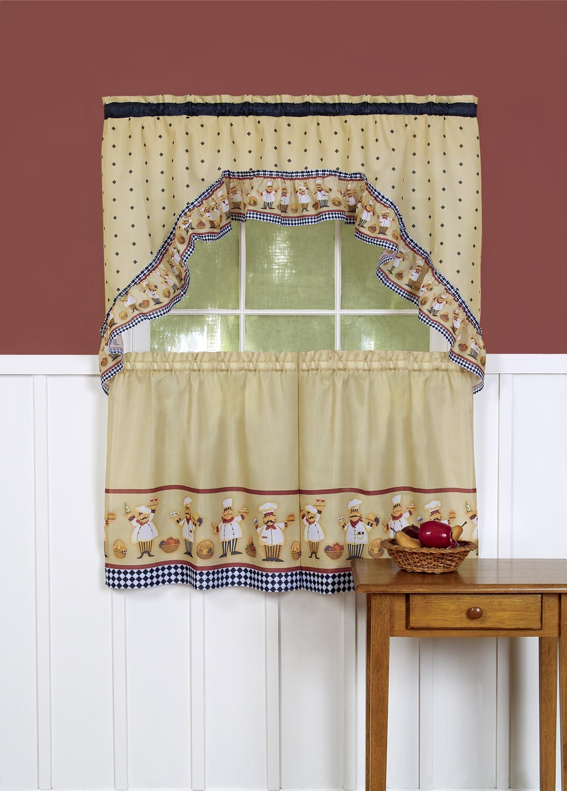 Amazon.com: Achim Home Furnishings Precious - Printed Tier & Swag Set ...