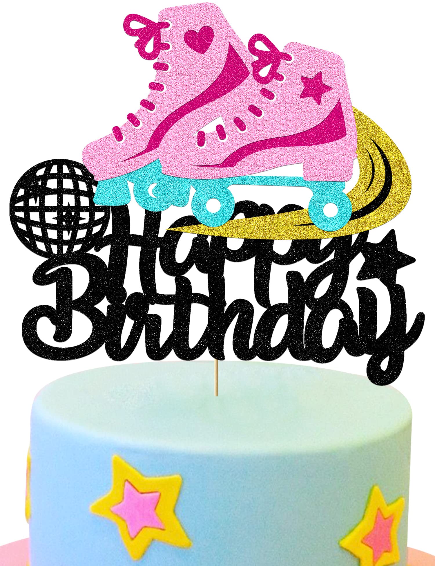 Amazon.com: Roller Skate Cake Topper Pink Roller Skate Birthday Cake ...