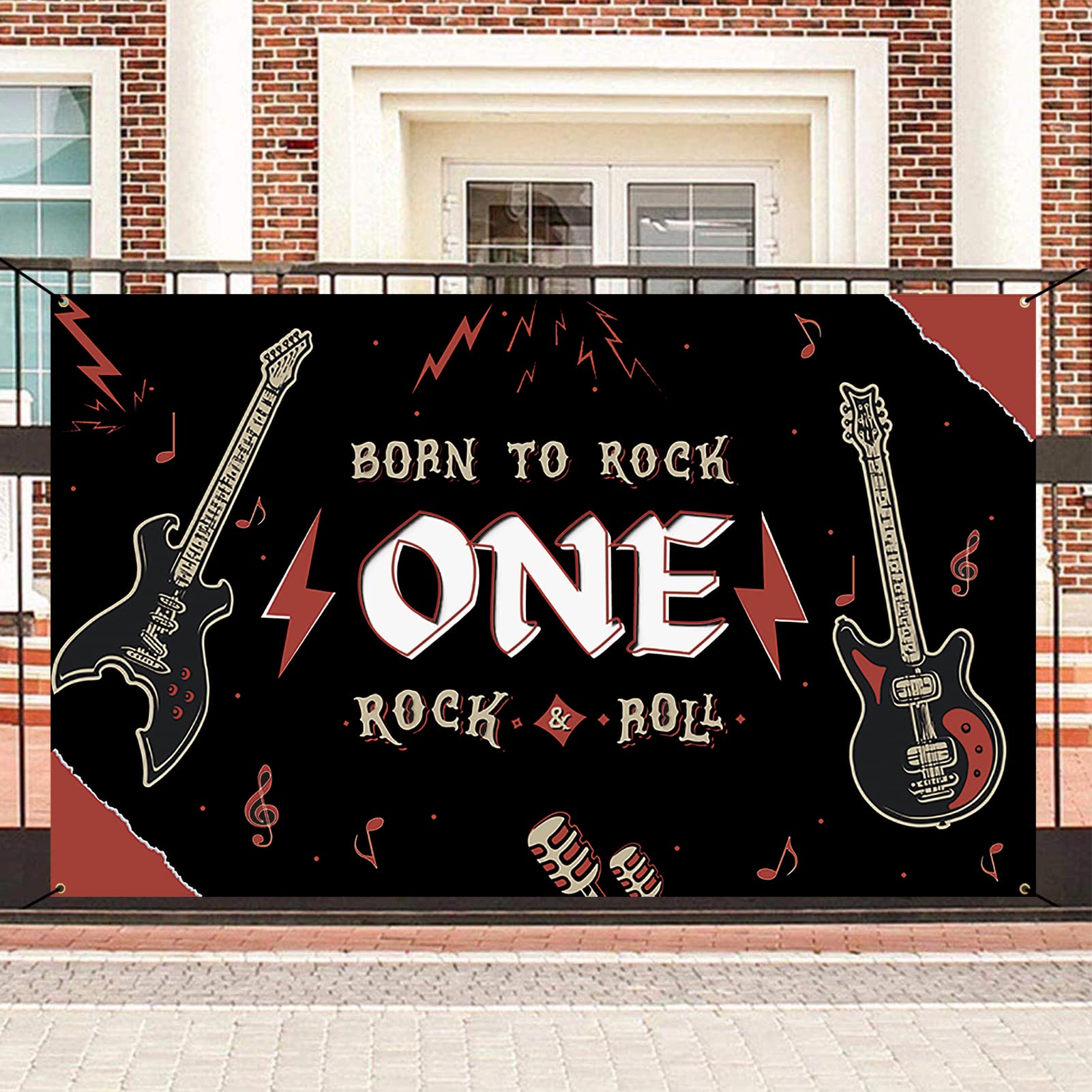 Snapklik.com : Crenics Rock And Roll 1st Birthday Banner Backdrop
