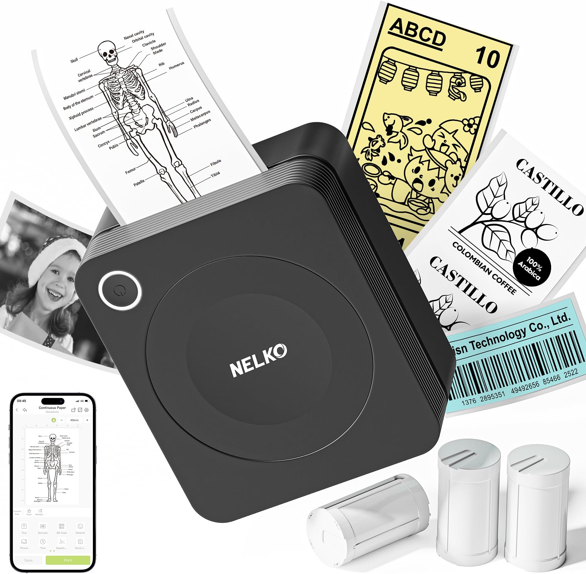 Sticker Printer Nelko PM230 Mini Printer Portabel Print Pod, Inkless ...