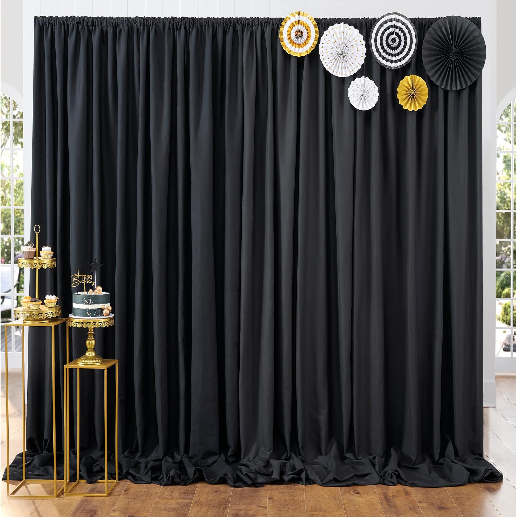Amazon.com : Black Backdrop Curtain for Parties Wrinkle Free Black ...