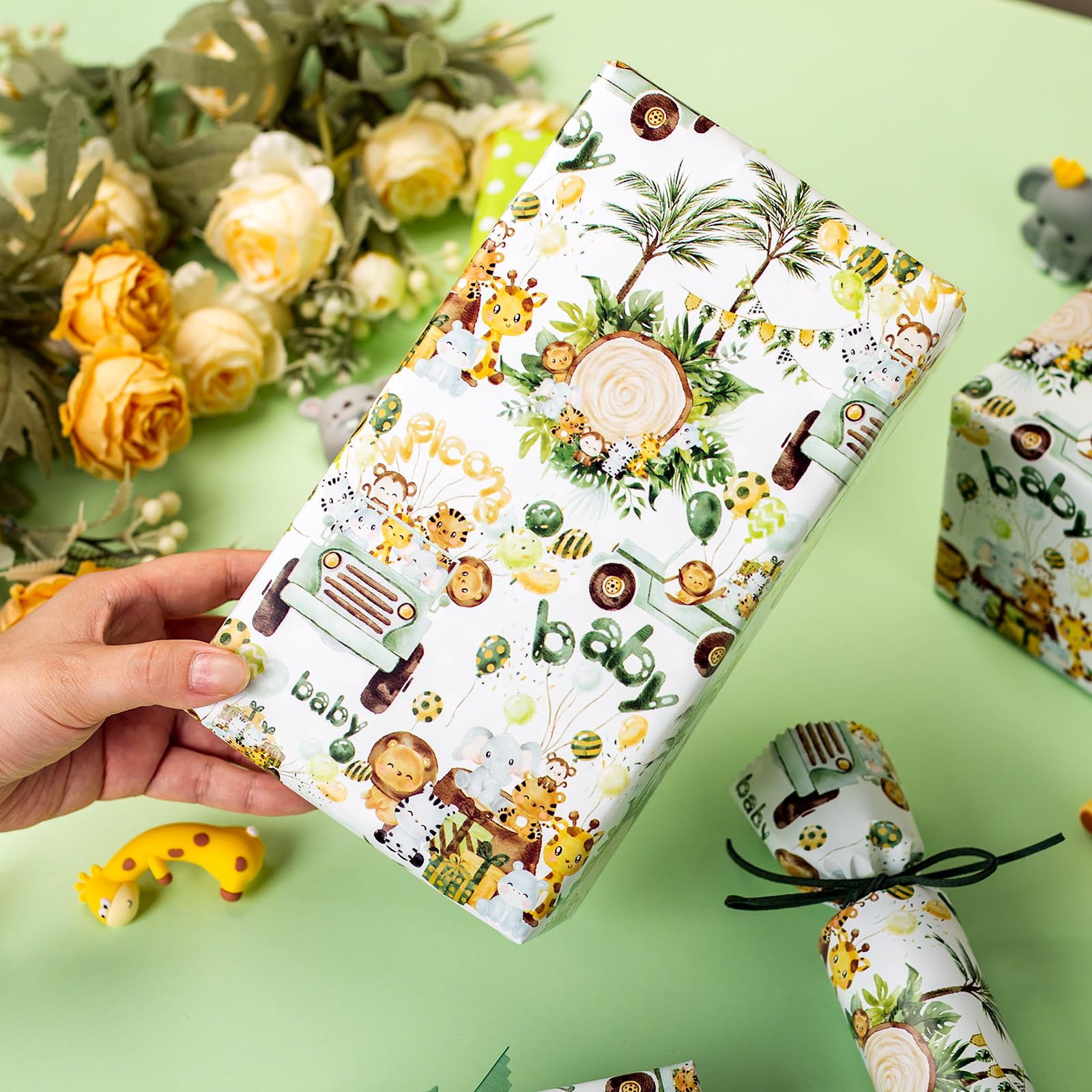 Snapklik.com : MAYPLUSS Baby Shower Wrapping Paper, Reversible Baby ...