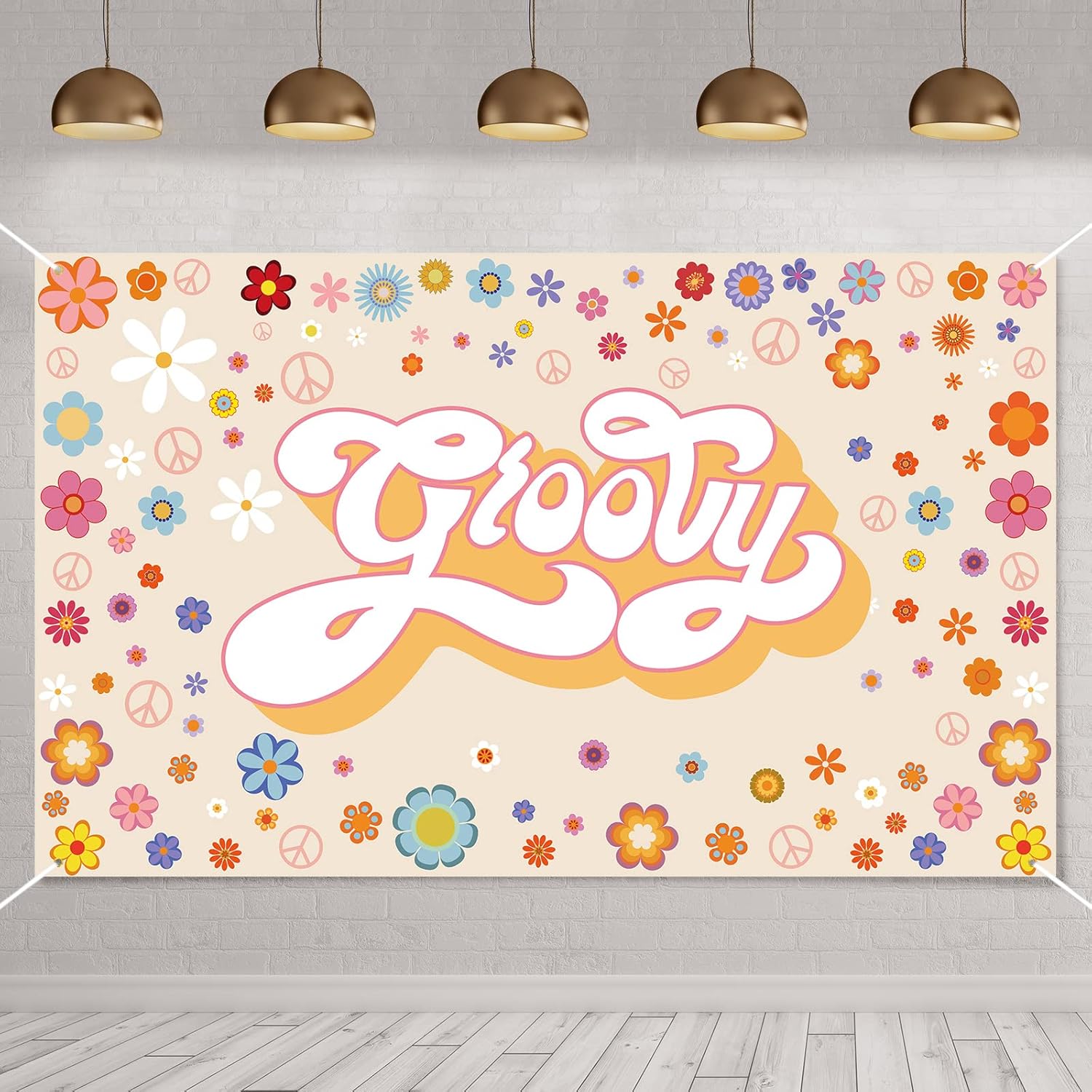 Amazon.com: Two Groovy Birthday Party Backdrop Banner Hippie Birthday ...