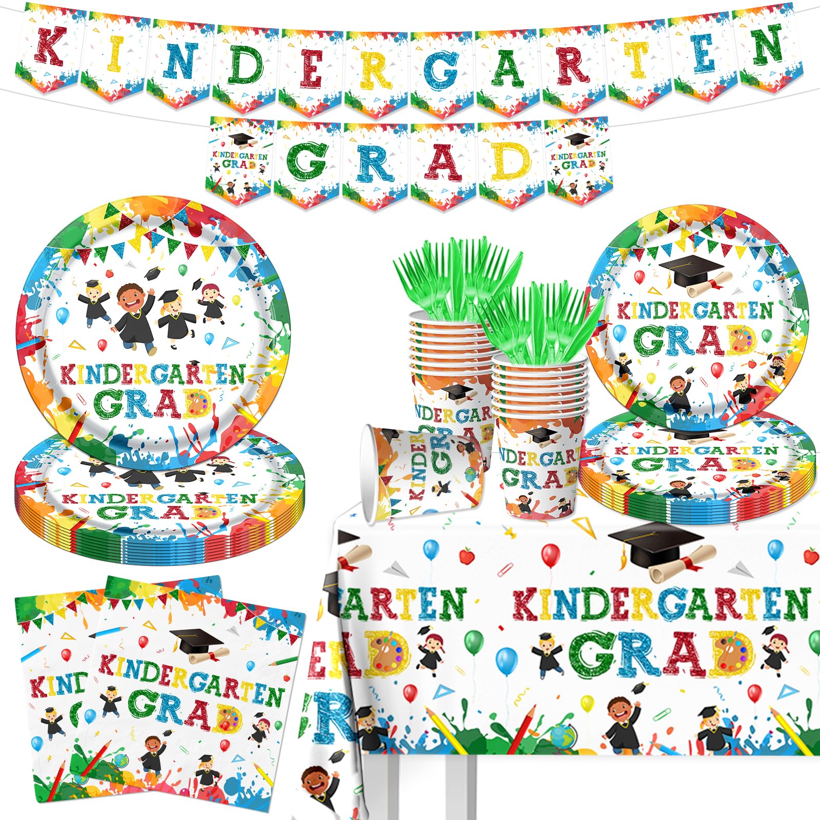 Amazon.com: Kindergarten Graduation Decorations- 142Pcs Happy ...