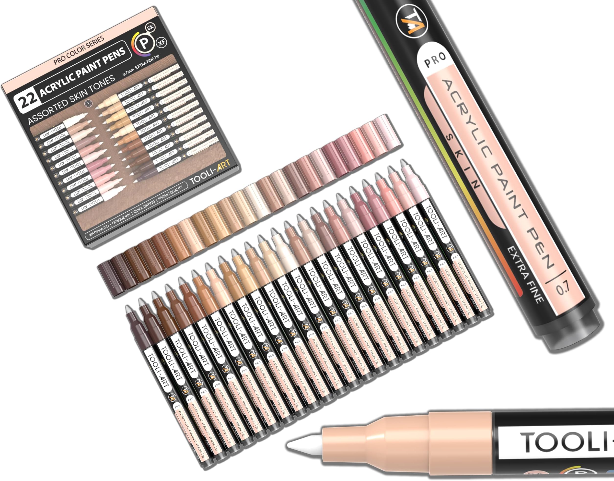 Acrylic Paint Pens 22 Skin Tones Assorted Pro Colour Series Markers Set ...