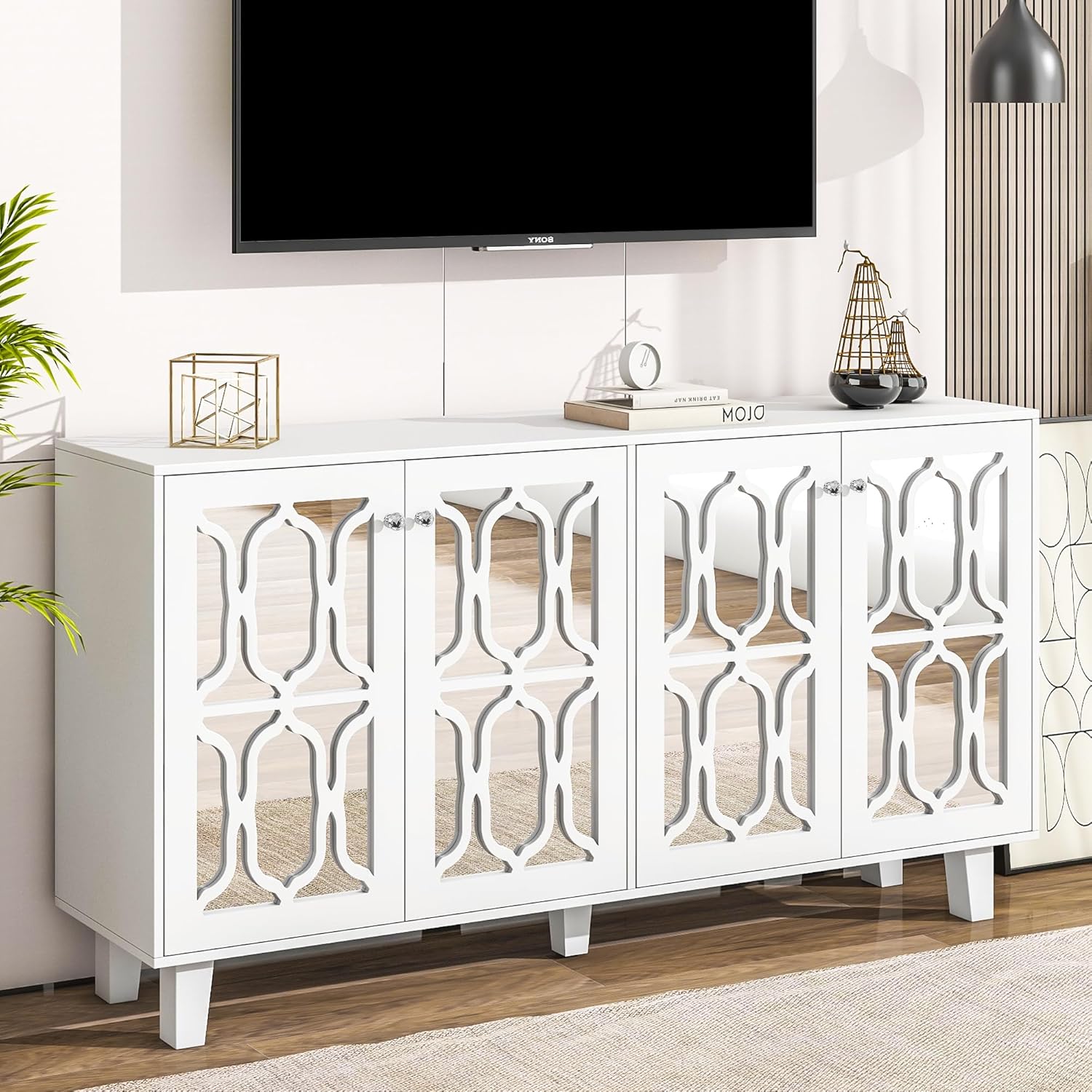 Amazon.com - Merax Buffet Cabinet with Adjustable Shelves, 4-Door ...