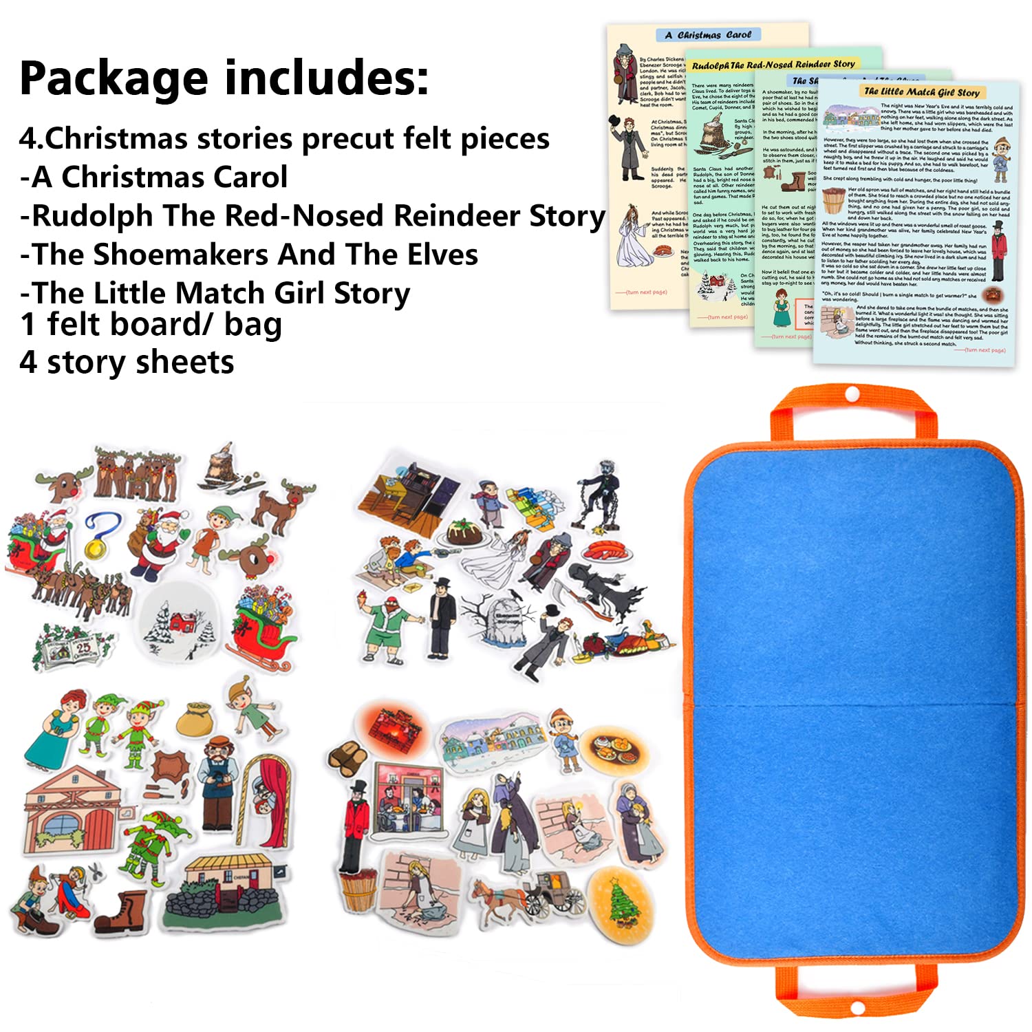 Snapklik.com : 4 Pack Christmas Felt Board Story Set, A Christmas Carol ...