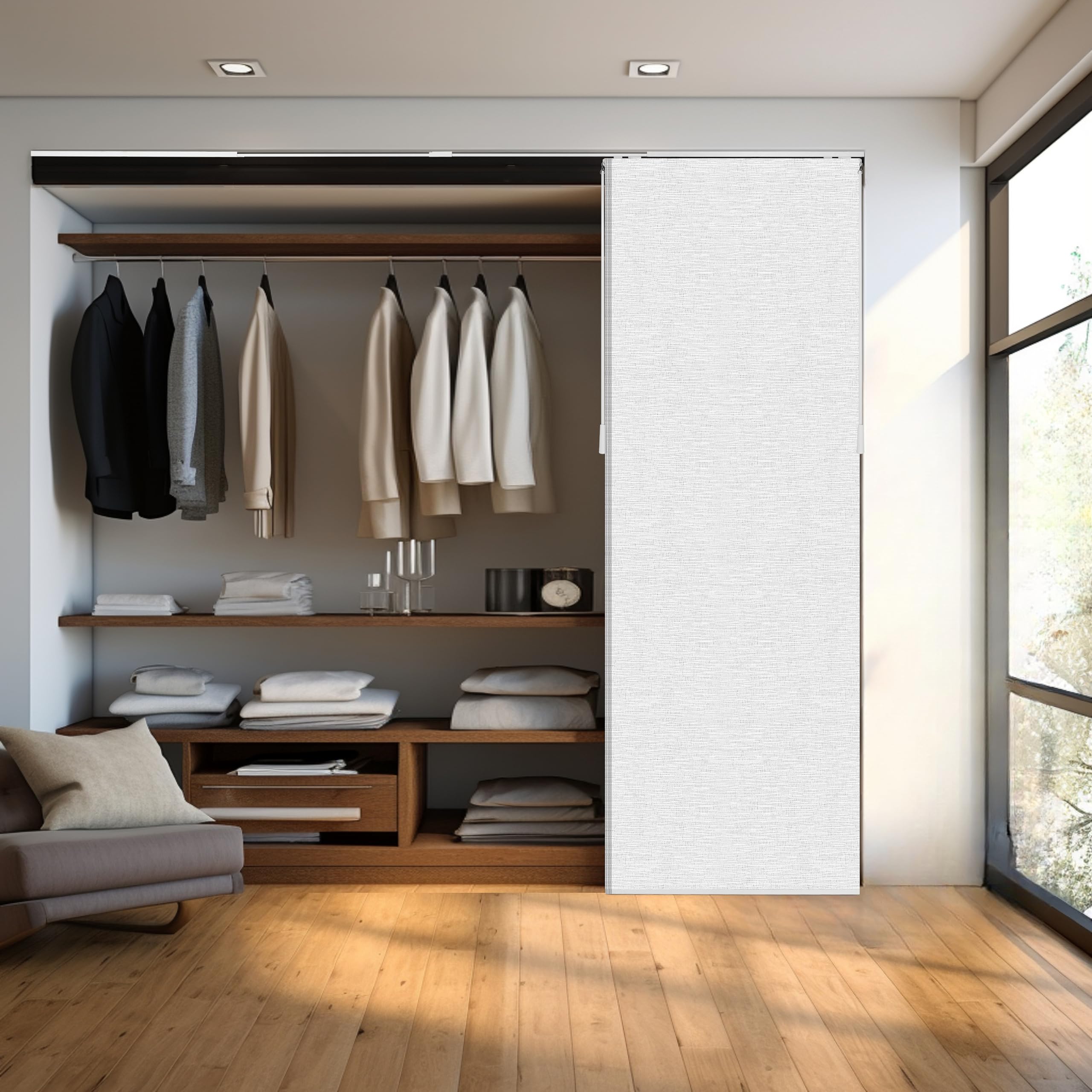 CHICOLOGY Embossed Textured Weave Fabric, Sliding Door Blinds , Room ...