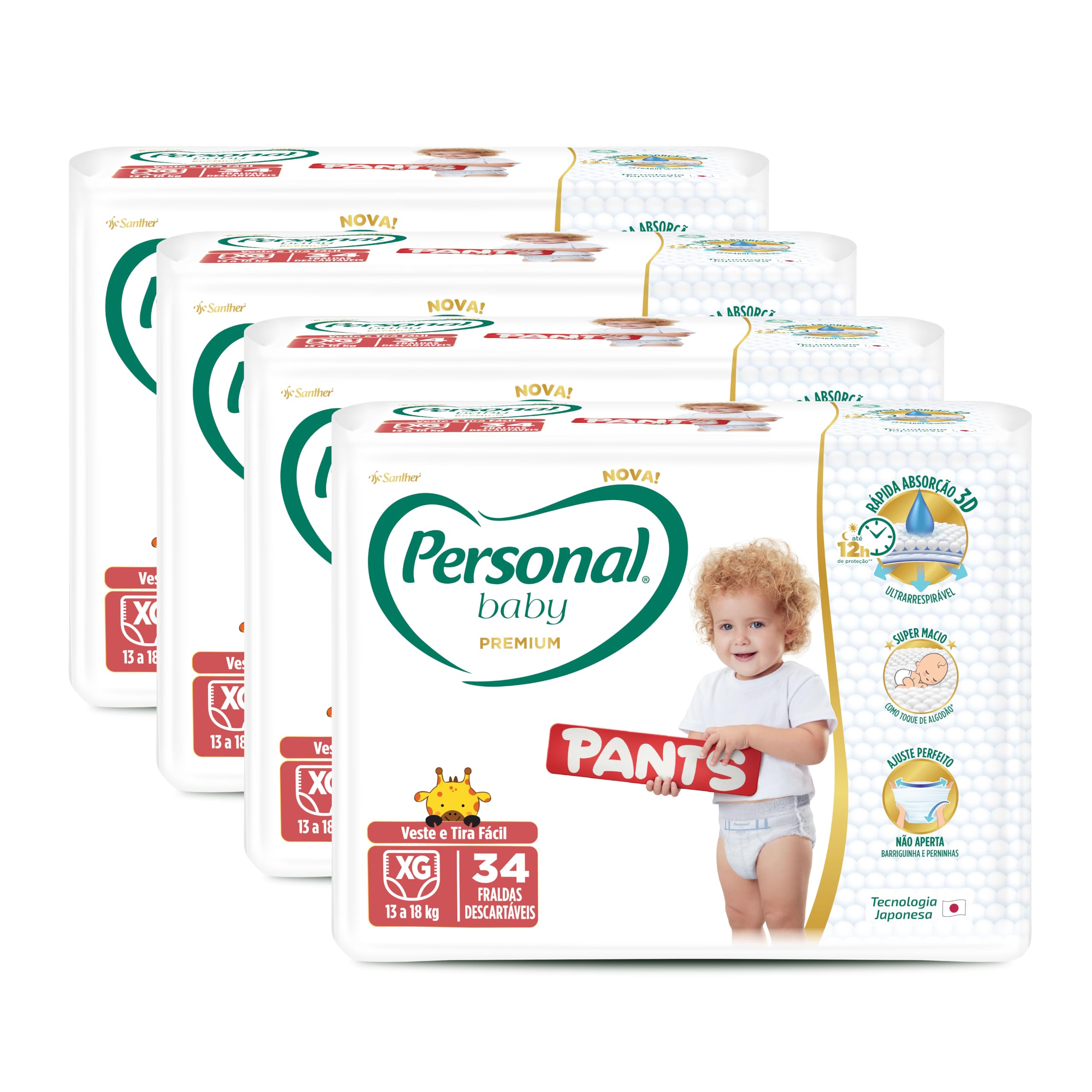Fralda Personal Baby Premium Pants XG 4 pacotes c/34 fraldas | Amazon ...