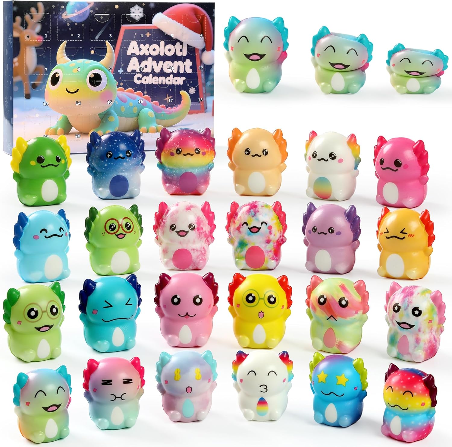 Slow Rising Advent Calendar 2025 with 24 Pcs Squeeze Axolotl Toy for ...