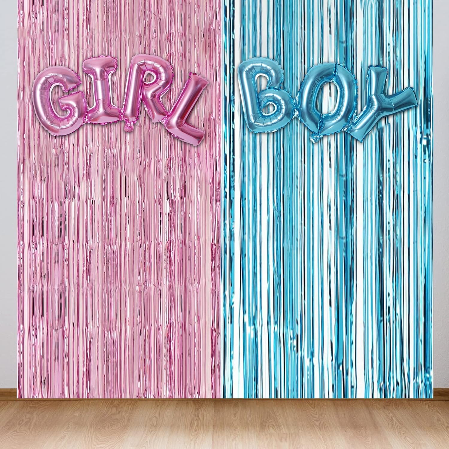 Pagezol Baby Gender Reveal Party Kit with Balloon and Foil Curtain ...
