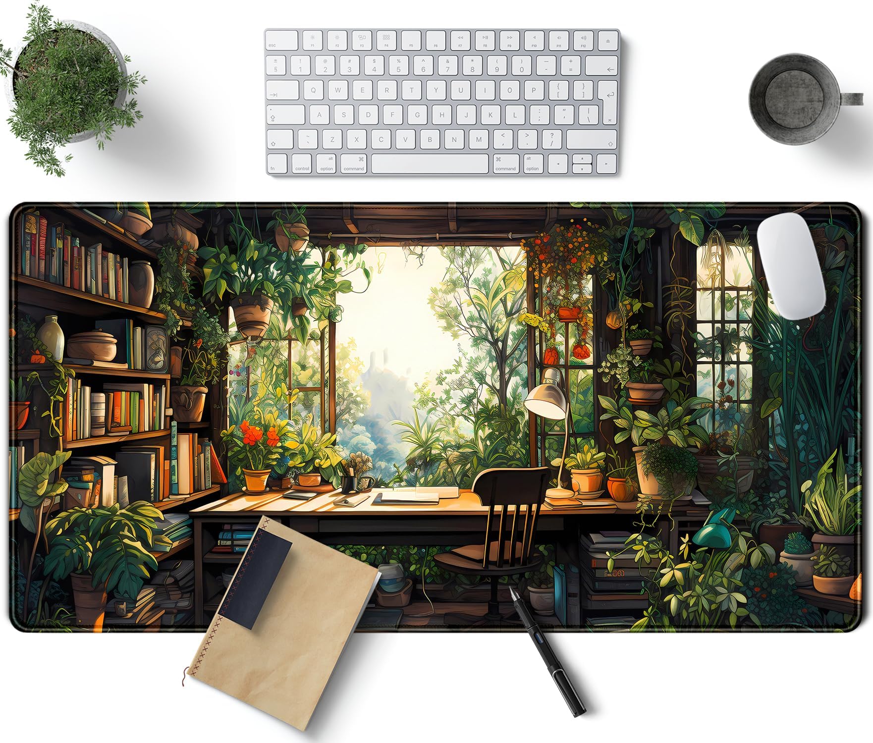 Amazon.com: Green Plant Lovers Cute Desk Mat, Kawaii Desk Pad XXL Large ...
