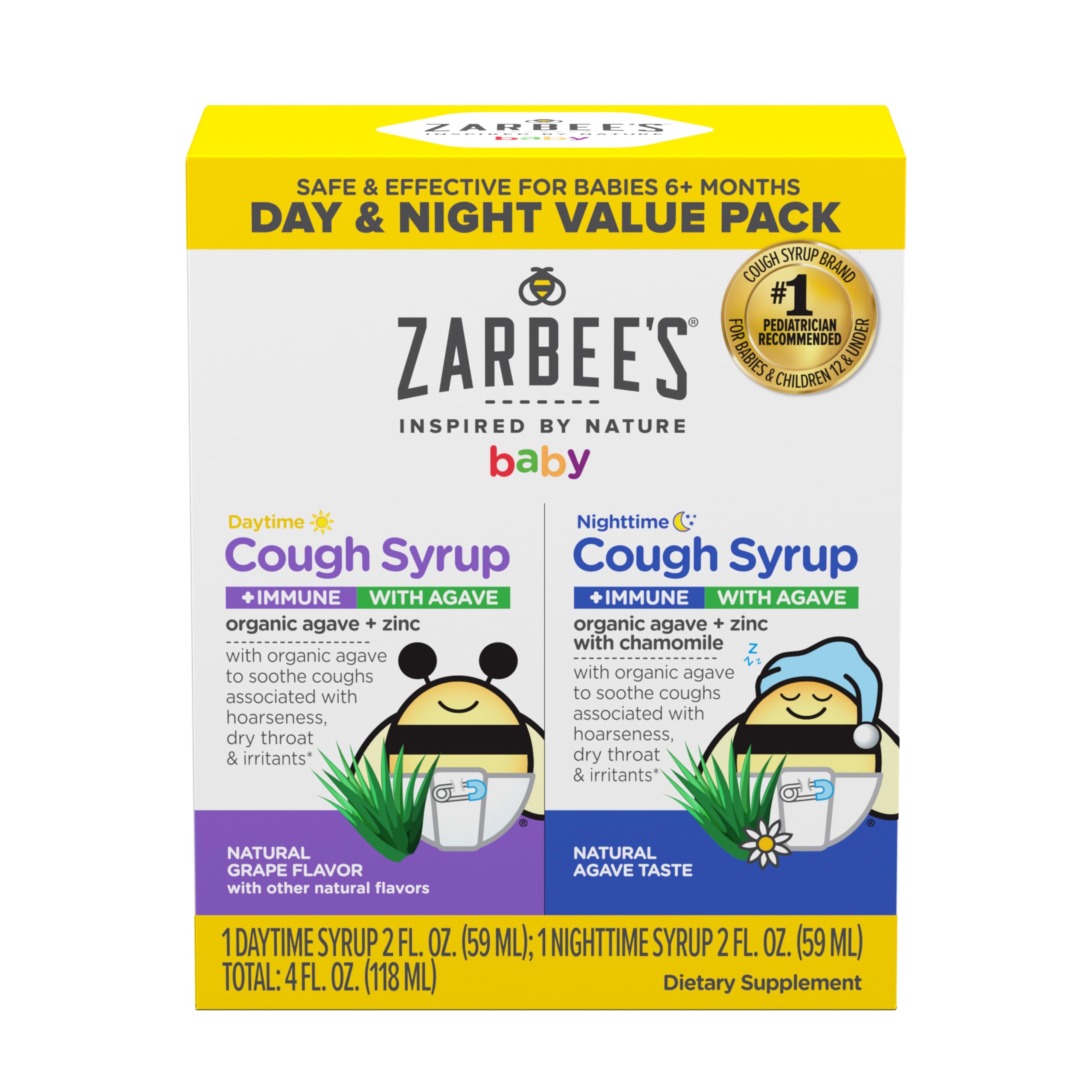 Amazon.com: Zarbee's Baby Daytime & Nighttime Cough Syrup + Immune with ...