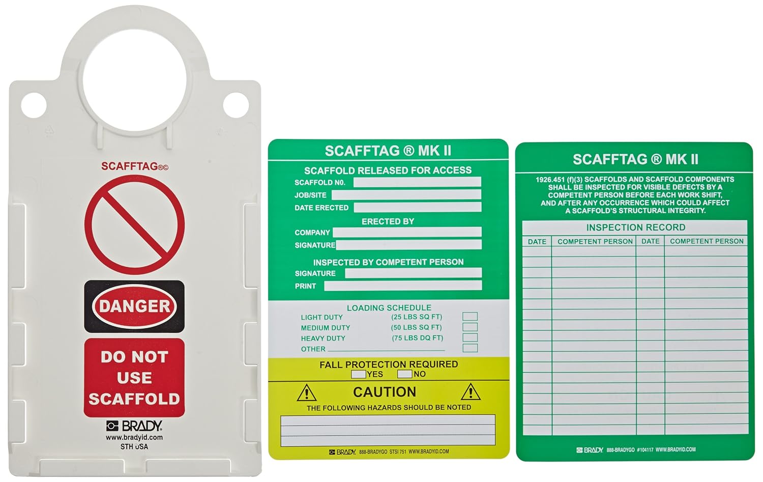 Brady SCAF2-STHUSAA Scafftag II Kit: Industrial Warning Signs: Amazon ...
