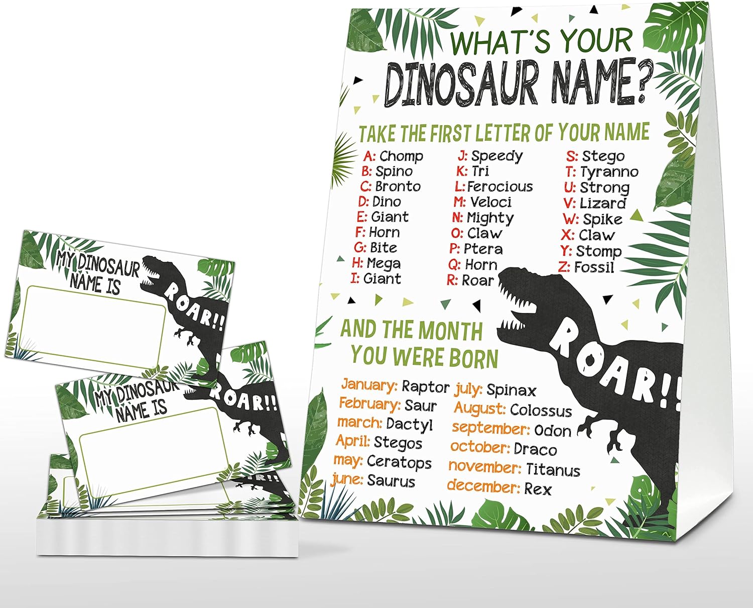 Amazon.com: What's Your Dinosaur Name Game - Safari Jungle Birthday ...