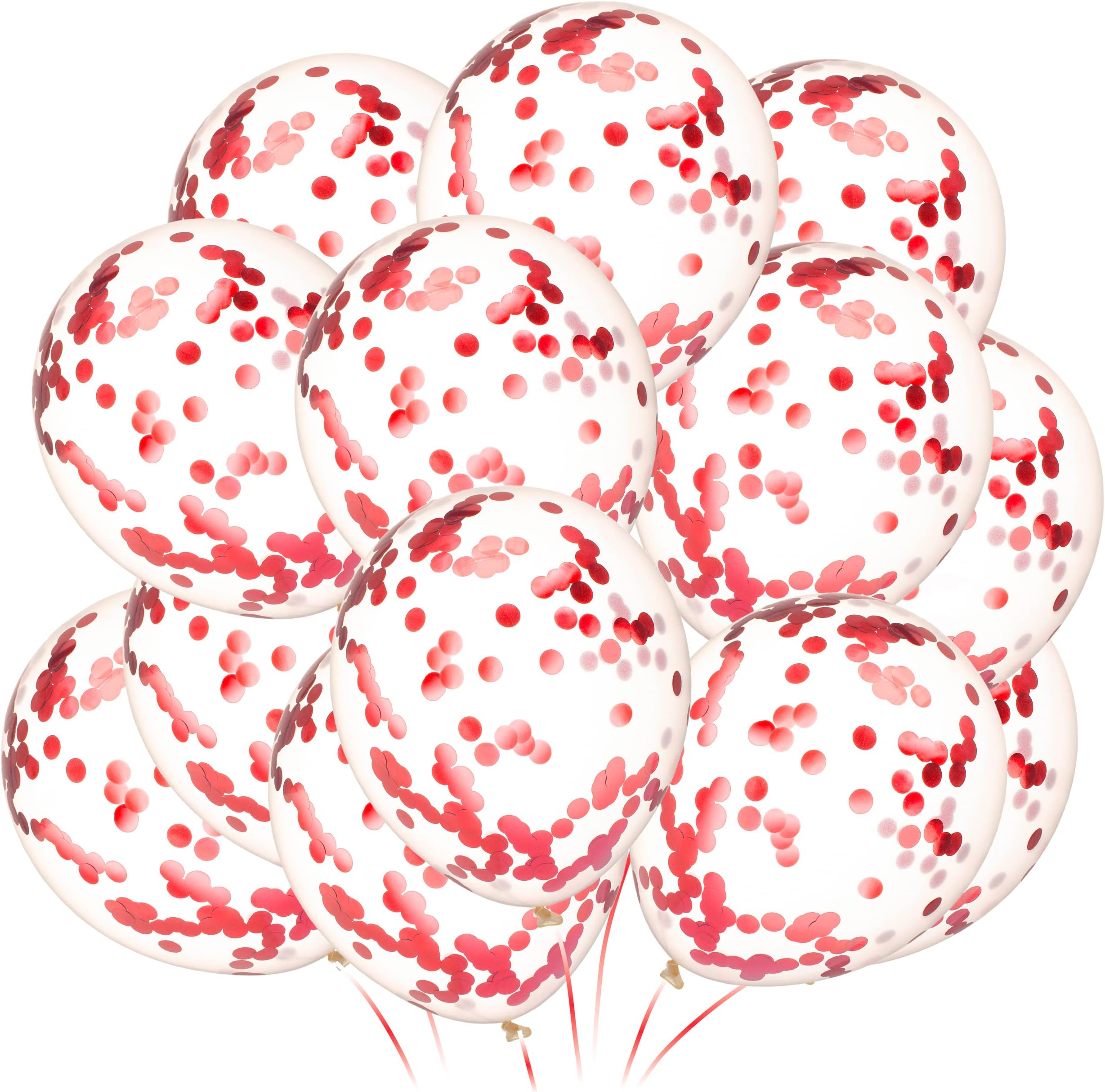 Amazon.com: 60 Pack Red Balloons + Red Confetti Balloons w/Ribbon | Red ...
