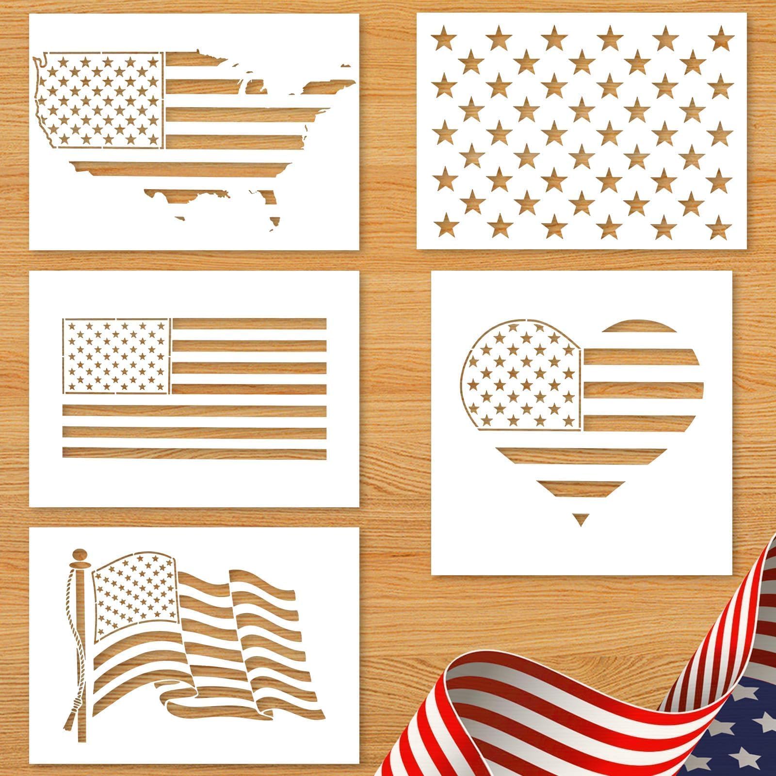 Amazon.com : 12pcs American Flag Stencil Star Stencils for Painting ...