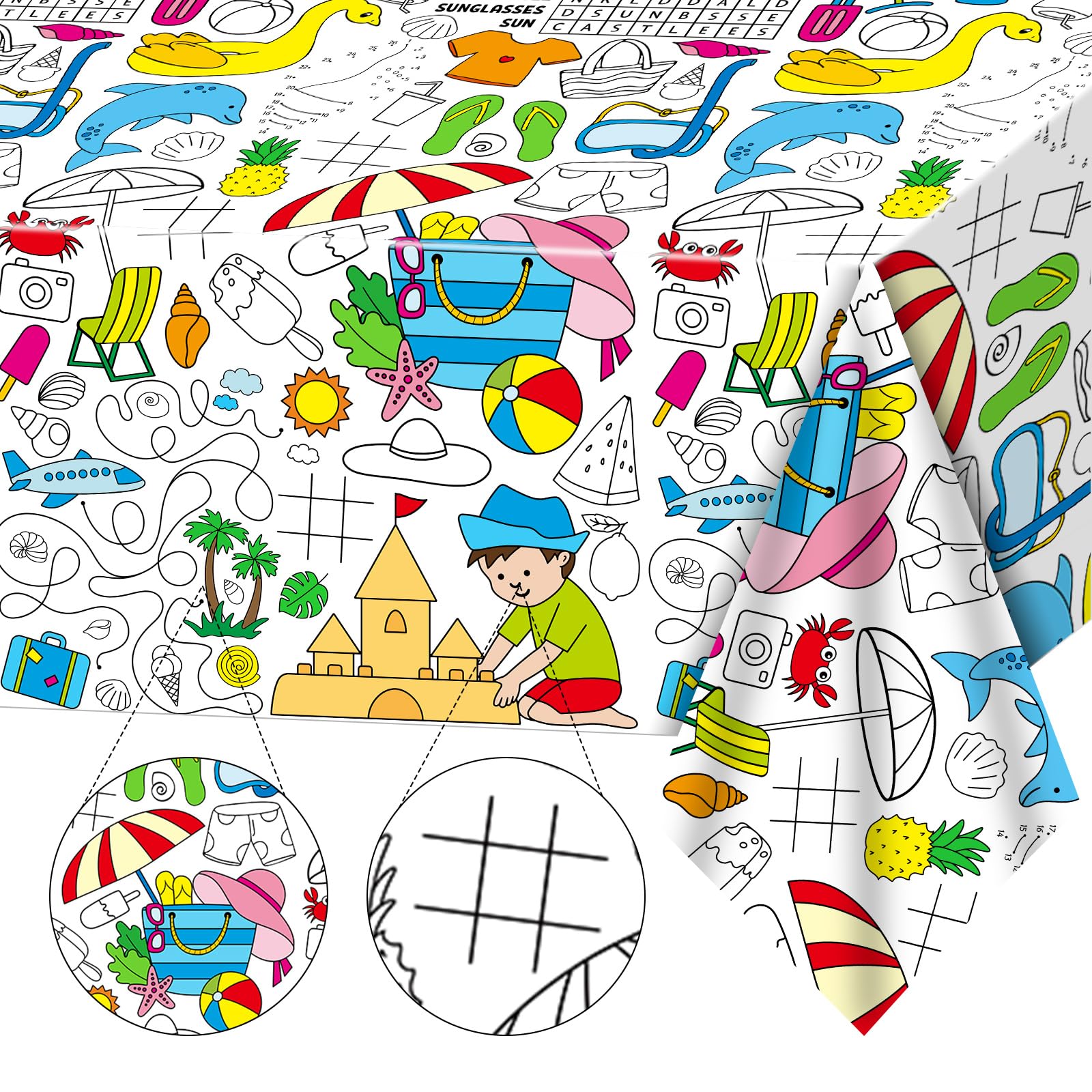 Snapklik.com : Giant Paper Summer Coloring Tablecloth For Kids Large ...