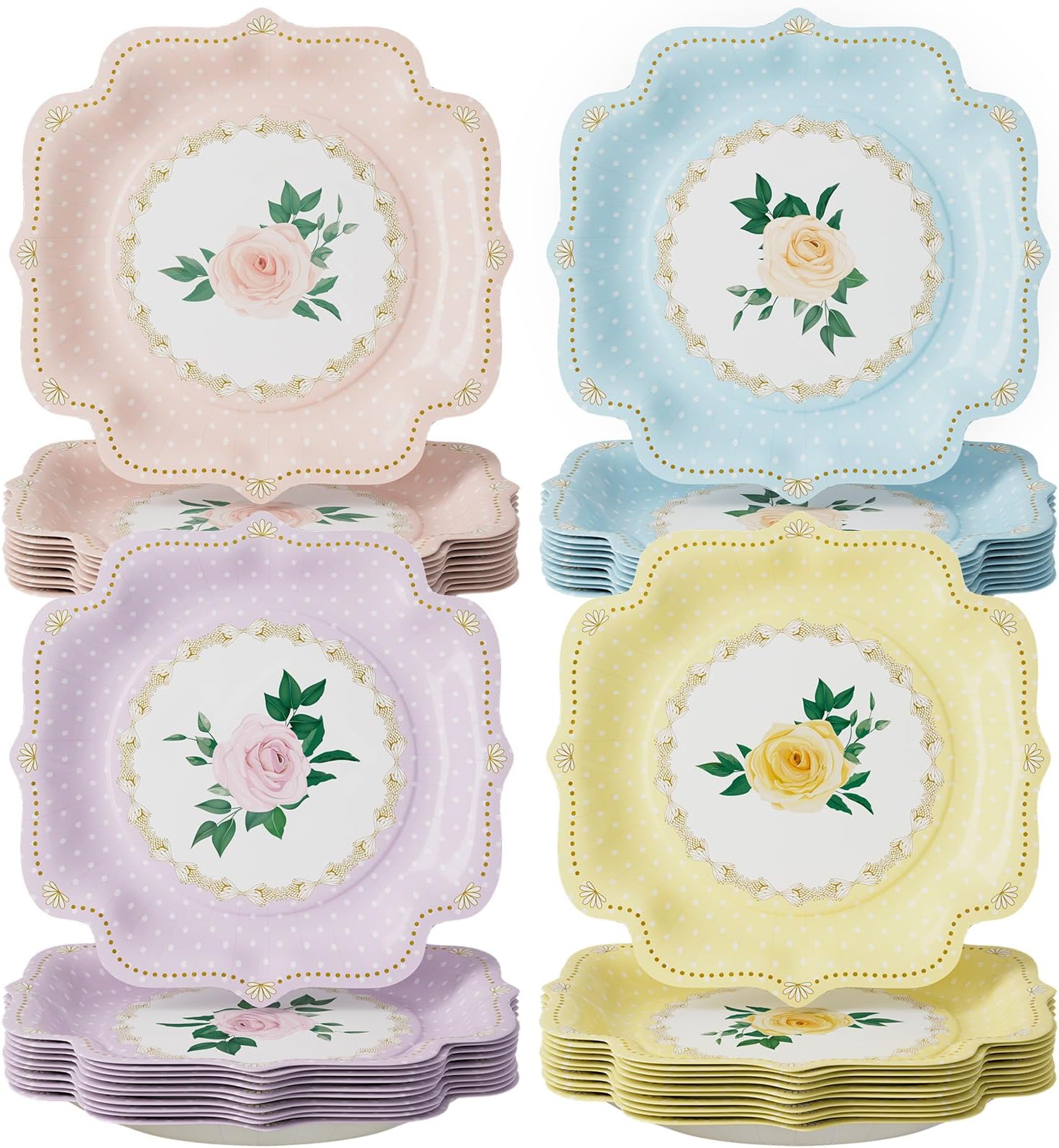 Amazon.com: xo, Fetti Pastel China Plates - 24 pack, 9" | Birthday ...