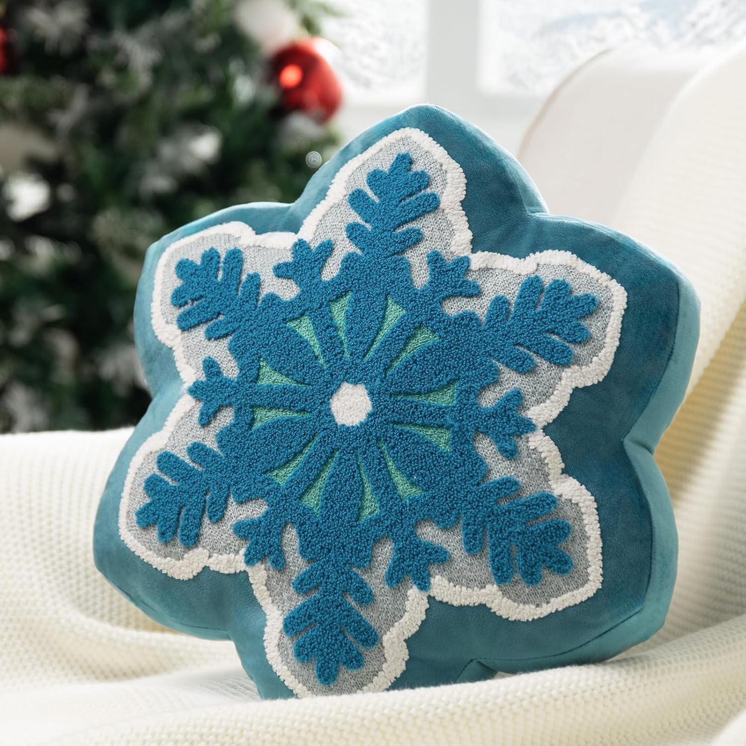 Amazon.com: Phantoscope Merry Christmas Blue Snowflake Shaped ...