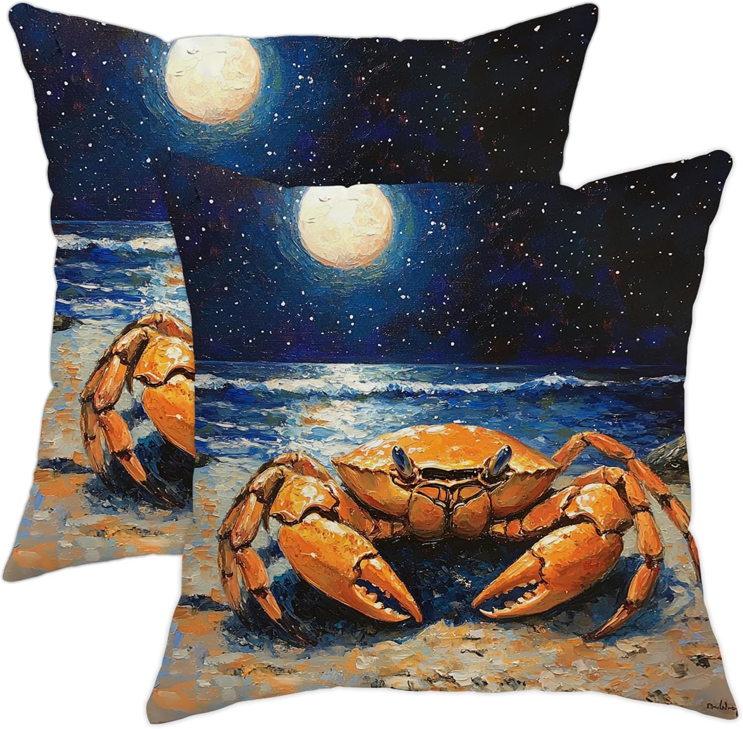Amazon.com: Beach Coastal Crab Throw Pillow Covers 16x16 Set of 2, Soft ...