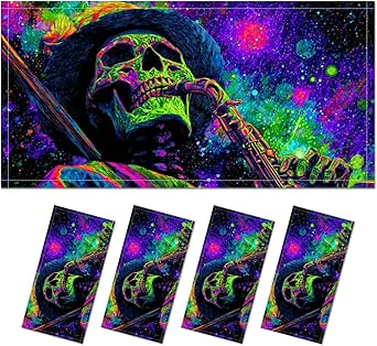 Blacklight Psychedelic Skull Saxophone Jazz Hardcore Style Space ...