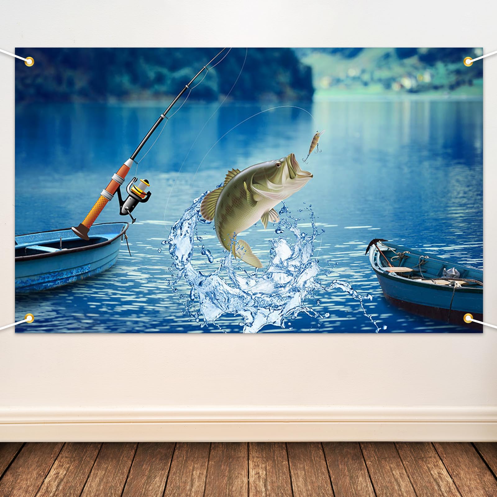 Amazon.com: Avezano Gone Fishing Banner Backdrop O Fish Ally Retired ...