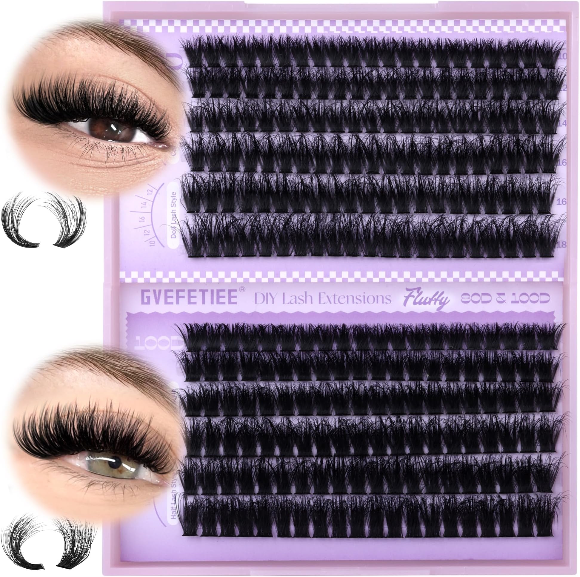 Amazon.com: Fluffy Lash Clusters Volume Cluster Eyelash Extensions 80D ...