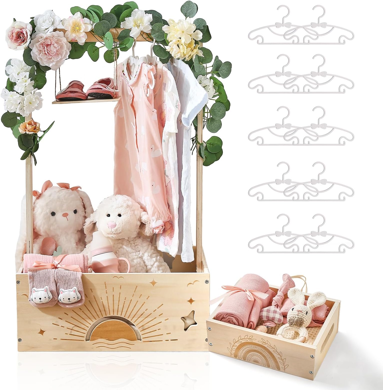 Amazon.com : Wooden Baby Shower Crate Closet with Wheels & Higher ...