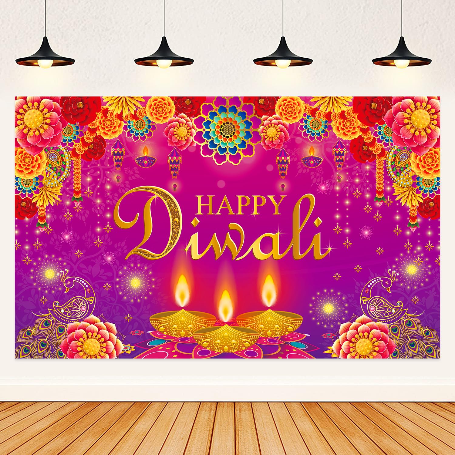 Amazon.com : Diwali Backdrop Banner, Happy Diwali Decorations for Home ...