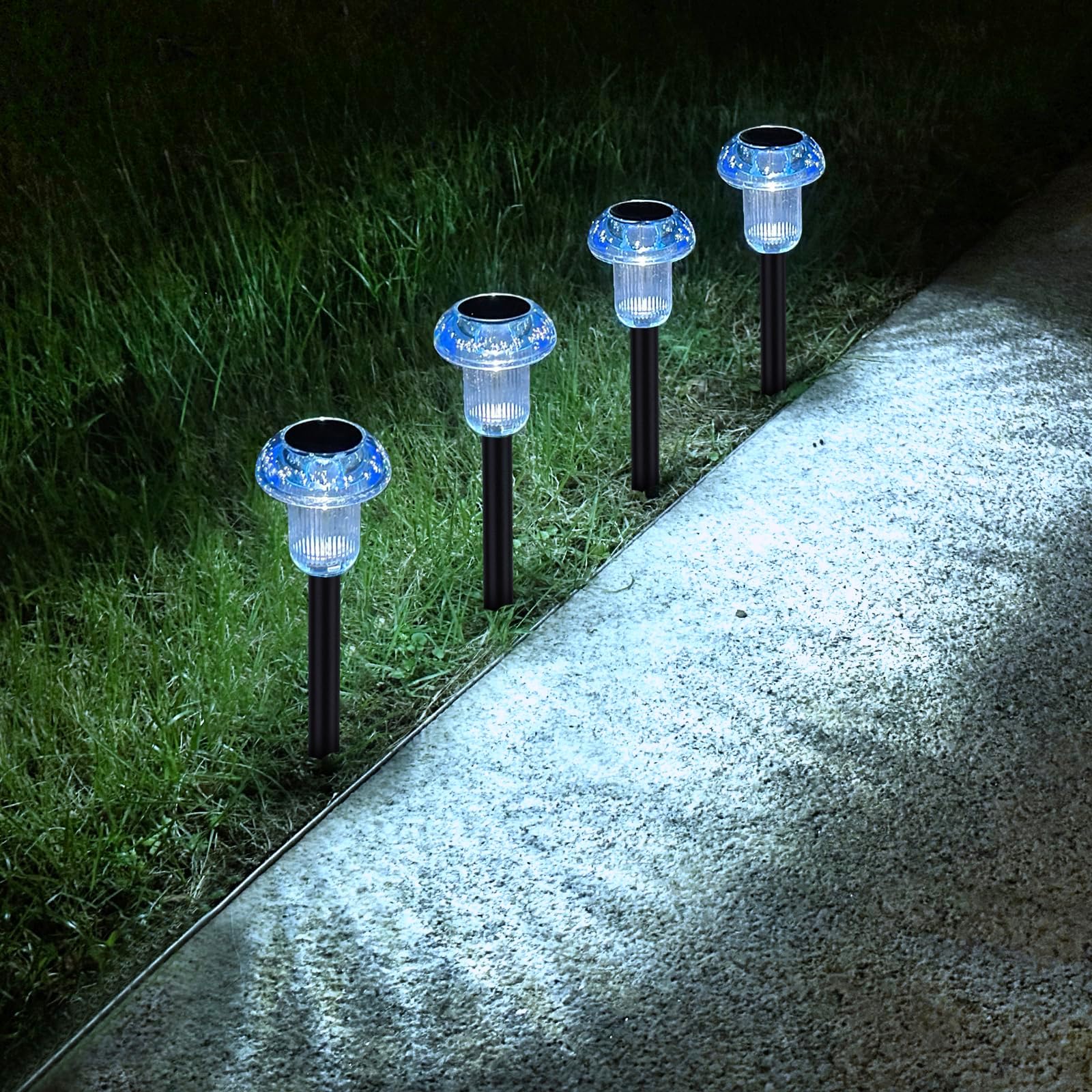 NEWOTE 12PCS Blue Outdoor Lights LED Steel Garden Solar Powered ...
