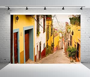 Amazon.com : BELECO 7x5ft Fabric Mexico Town Street Backdrop Vintage ...