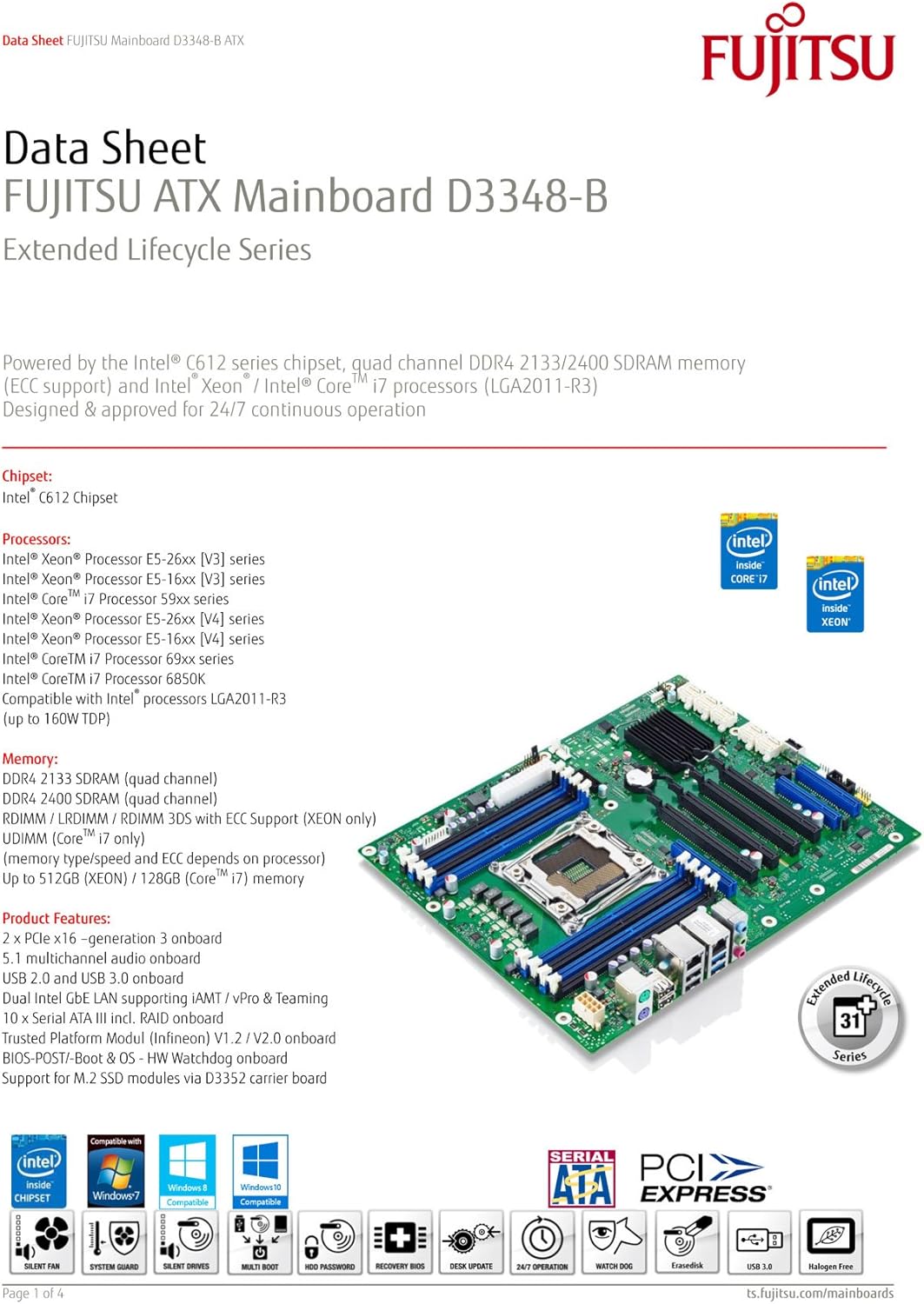 Amazon.com: Fujitsu D3348-B ATX Extended Lifecycle Motherboard Socket ...