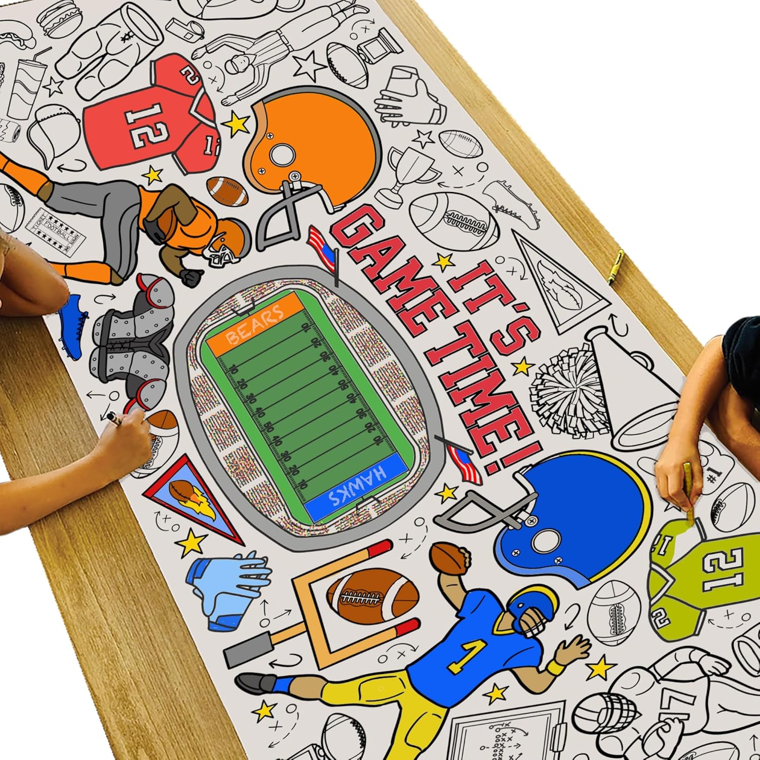 Amazon.com: Tiny Expressions Football Game Coloring Poster for Kids ...