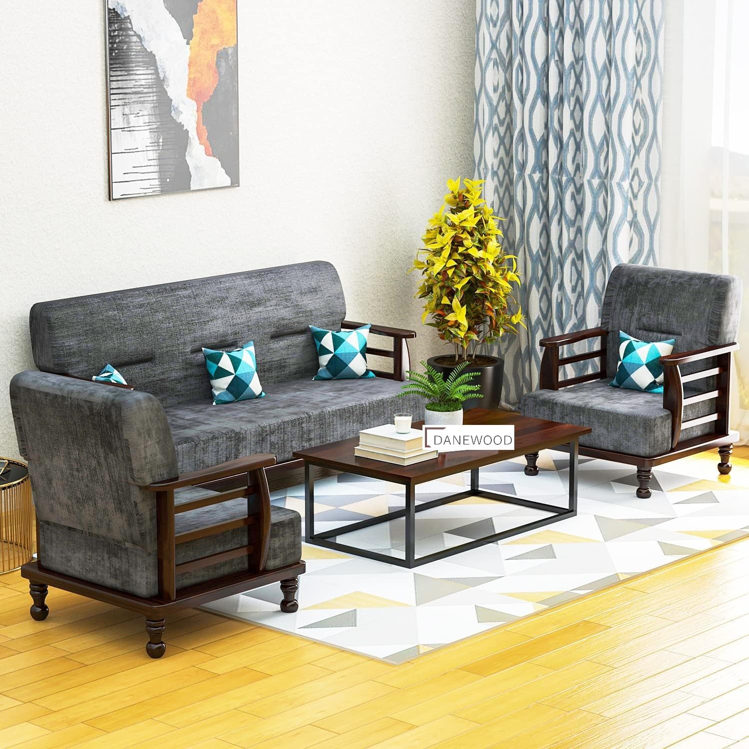 Solid Wood Sofa Set 5 Seater Living Room | Wooden Sofa Set Furniture ...
