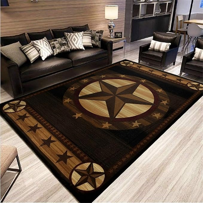 Amazon.com: AOESELN Western Texas Star Rug,6x8ft,Vintage Brown Rustic ...