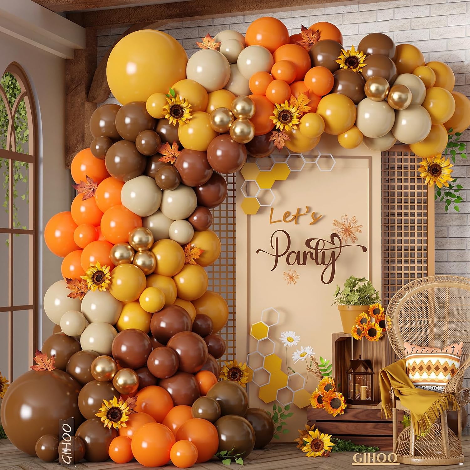 Amazon.com: Fall Sunflower Balloon Arch 152pcs Brown Mustard Yellow ...