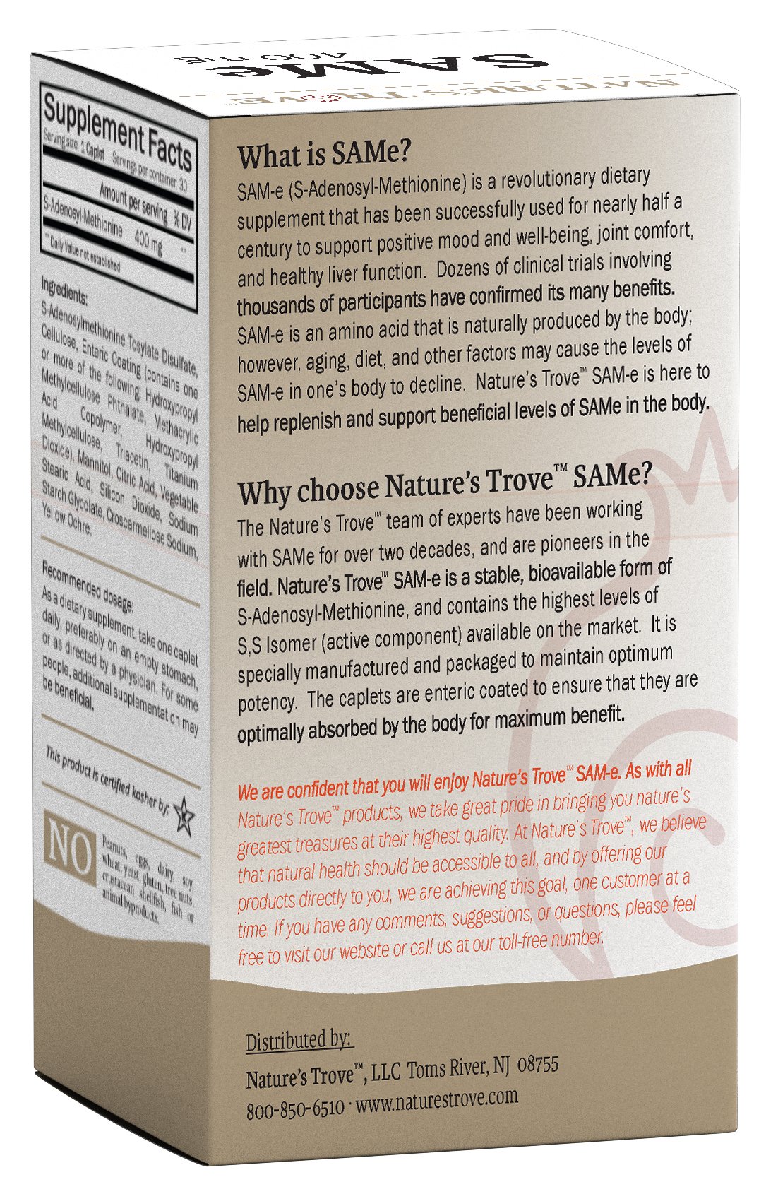 SAM-e 400mg by Nature's Trove...B071CQ3Y8F | Encarguelo.com