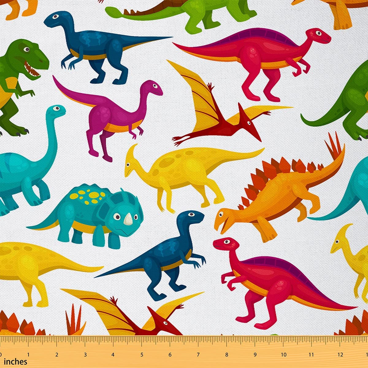Amazon.com: Cute Dinosaur Fabric by The Yard, Cartoon Safari Animals ...