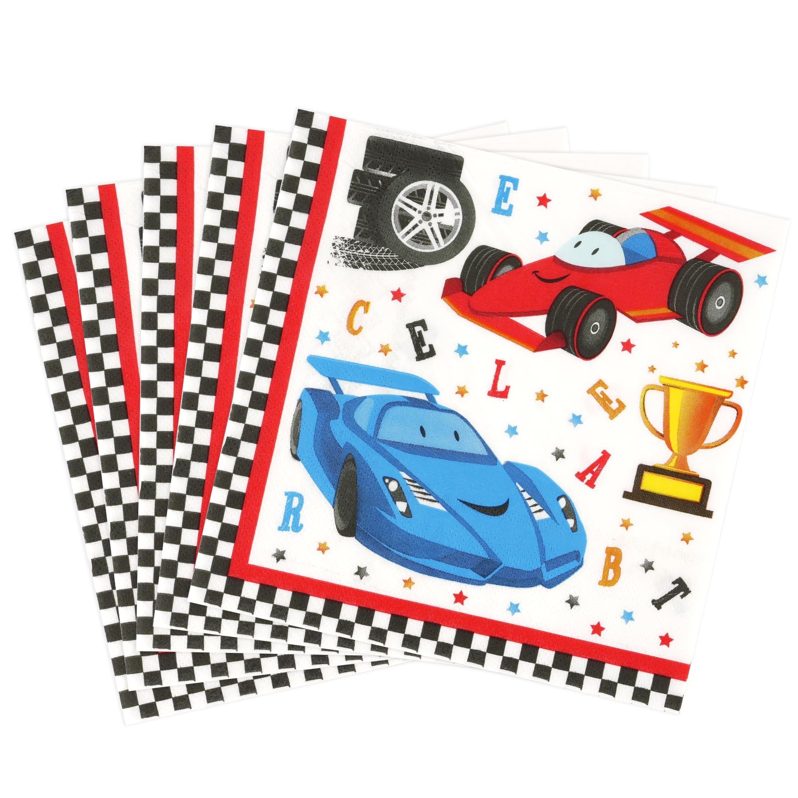 Snapklik.com : 50PCS Racing Car Napkins - Checked Race Car Party ...