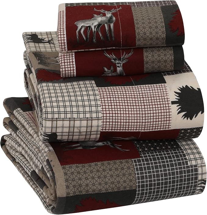 Amazon.com: Sleepdown 100% Cotton Flannel Sheets Full - Super Soft ...