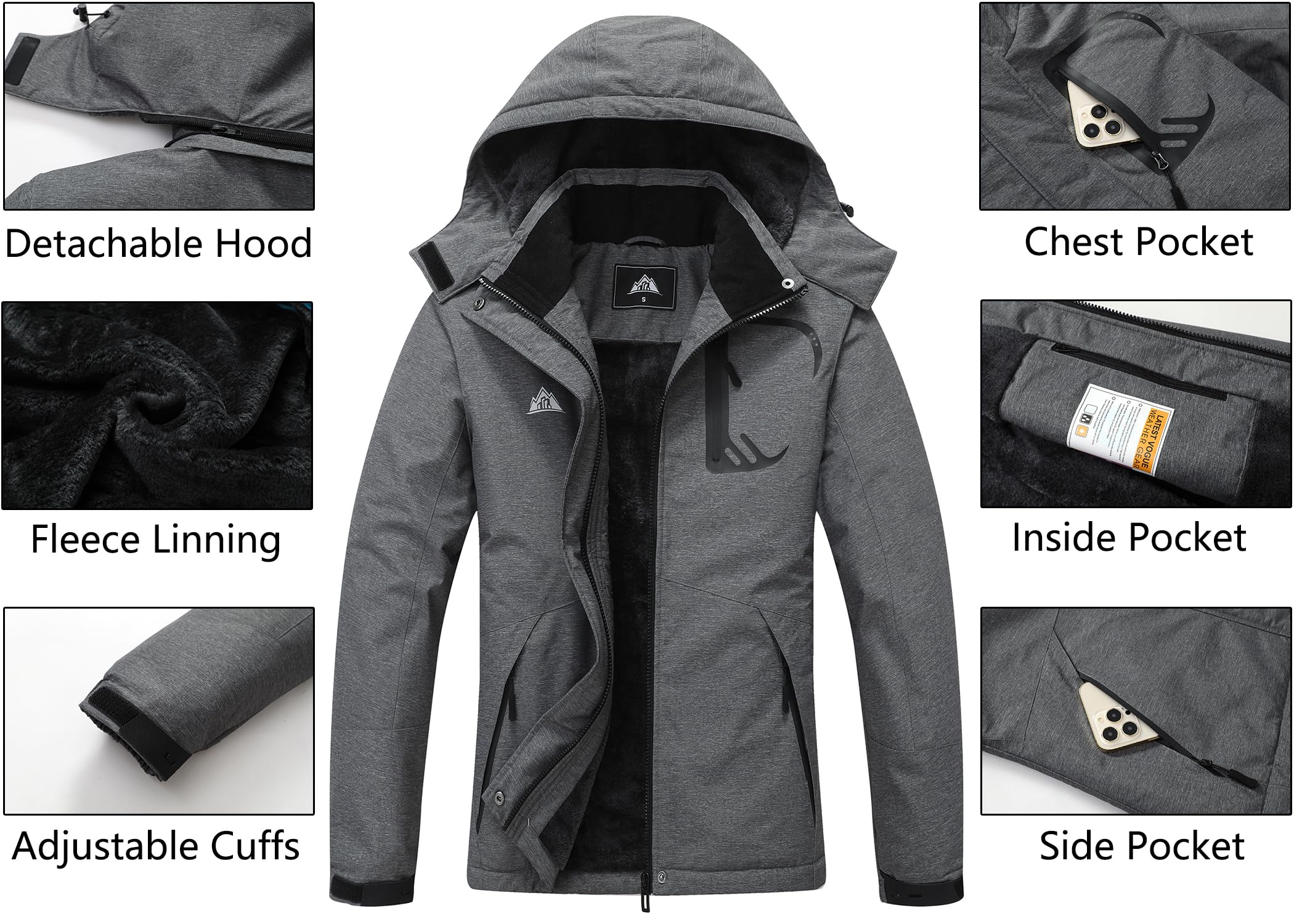 Snapklik.com : Womens Snow Ski Jacket Warm Winter Coat Waterproof ...