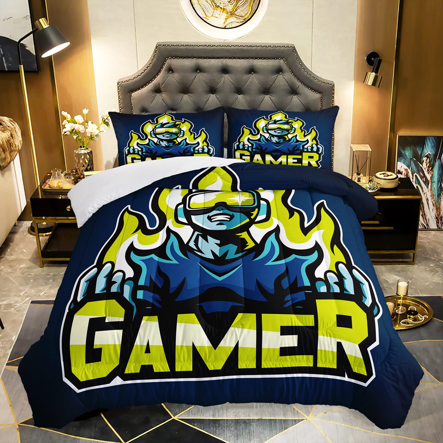 AILONEN Gamer Comforter Sets for Teen Boys, Gaming Bedding Sets Twin ...