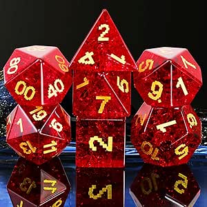 Amazon.com: Febote Gemstone DND Red Dice Set D&D for Dungeons and ...