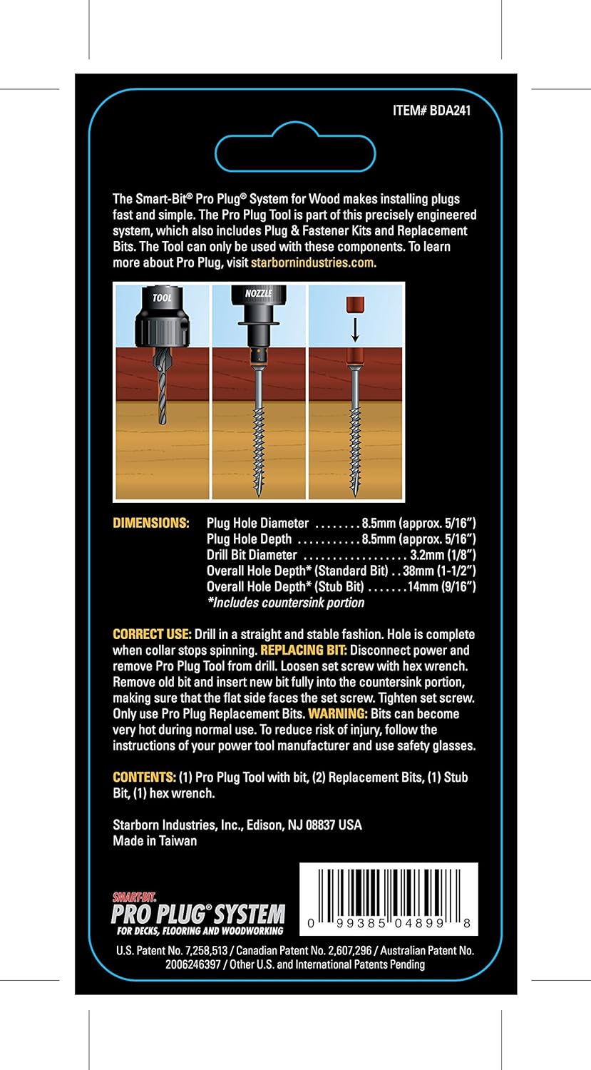 Smart-Bit Pro Plug System Countersink Drill Bit Tool for Wood Decks ...