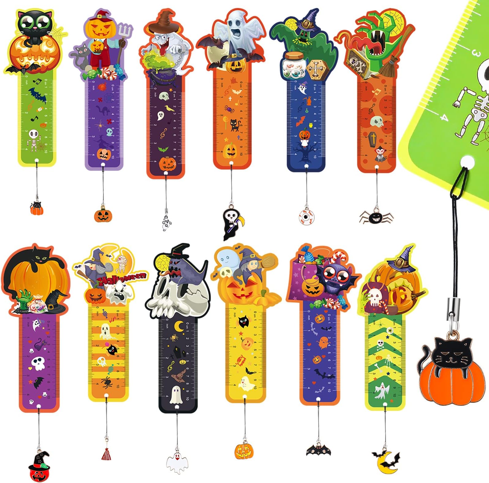 Amazon.com: Pajean 24 Pcs Halloween Bookmarks, Ruler With Pumpkins ...